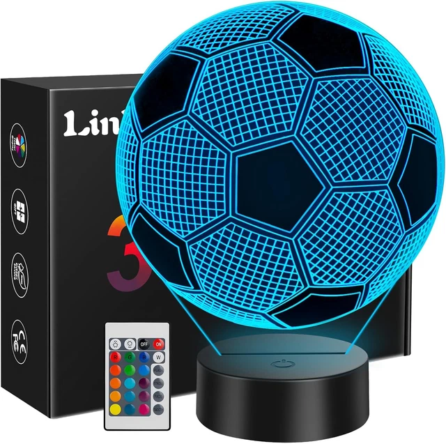 3D FOOTBALL NIGHT Light for Kids - 16 Color Changing Bedroom Decor Gift ...