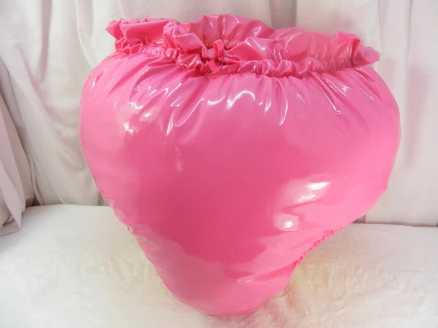ADULT BABY SISSY Pink Pvc Waddle Padded Diaper Cover Panties Cosplay ...