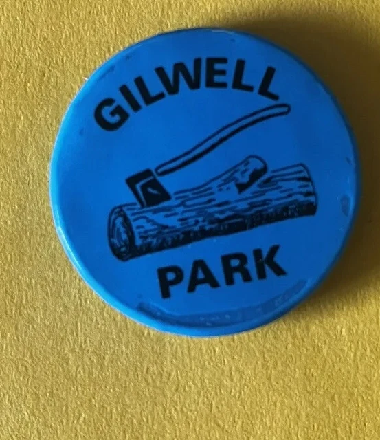 VINTAGE SCOUTS GILWELL Park Campsite Badge - Blue with axe in log ...