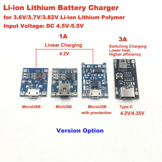 MICRO/MINI USB 5V 1A Lithium Li-ion 18650 Battery Charger Module ...