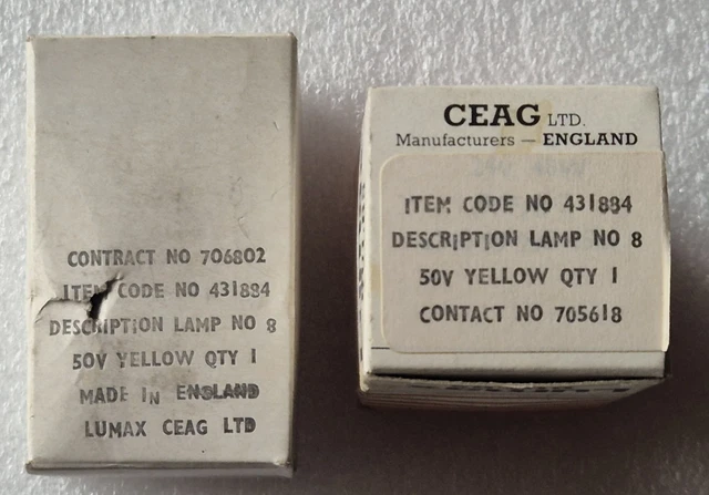 GPO/POST OFFICE/BT STROWGER Exchange Yellow 50 Volt Lamps New Old Stock ...