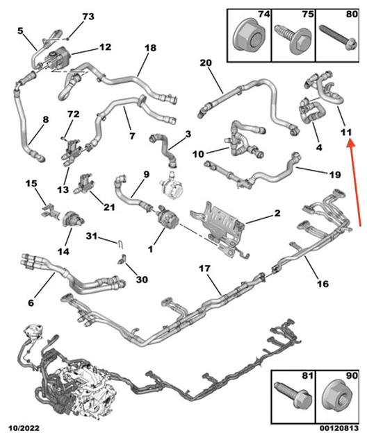 PEUGEOT 2008 COOLANT Inlet Pipe 9838772980 NEW GENUINE £28.00 - PicClick UK