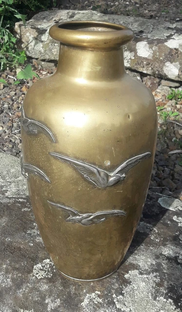 VASE ART NOUVEAU en laiton signé Kayser (Johann Peter Kayser) H 36,5 cm ...