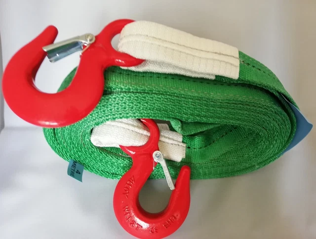 PRO 4X4 RECOVERY WINCH/TOW STRAP/STROP 2M HEAVY DUTY HOOKS TOW ROPE ...