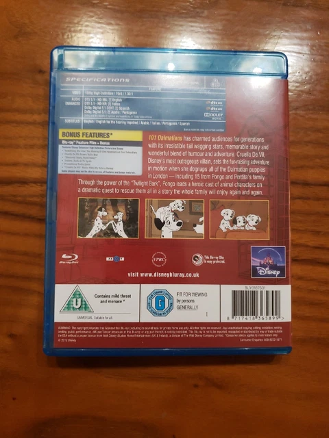 101 DALMATIANS [BLU-RAY] (1961) Classic Disney Animated Movie ...