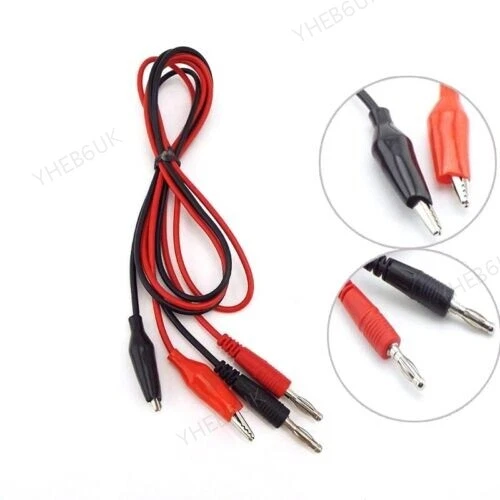BANANA PLUG TO Alligator Clip Cable Multimeter Connector Probe test ...