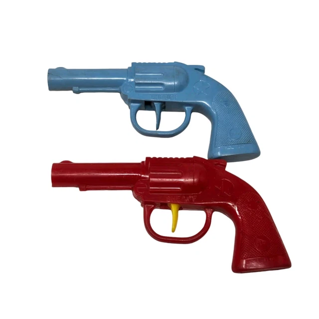 VINTAGE PLASTIC SHERIFF Click Toy Gun Revolver Set Of 2 Red And Blue ...
