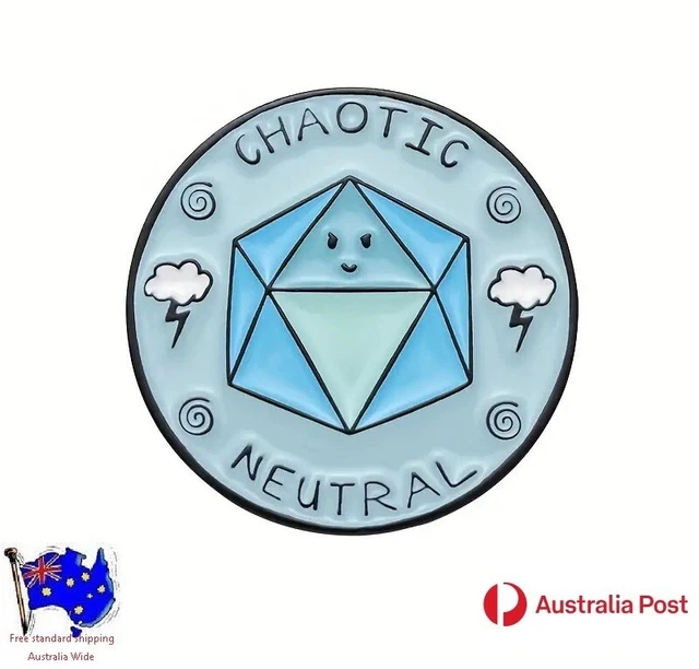 DUNGEONS AND DRAGONS D20 Chaotic Neutral Round Enamel Pin D&D Badge $10 ...