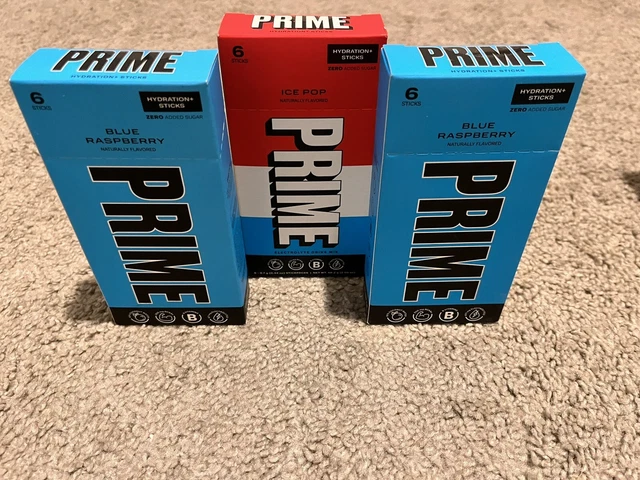 PRIME HYDRATION STICKS Electrolytes Drink Mix - Ice Pop and Blue Ras ...