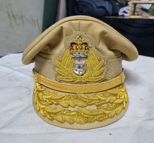 WW2 BRITISH ROYAL Navy Admiral Officer Khaki Hats Caps All Sizes $83.59 ...