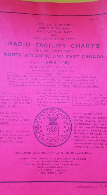 VINTAGE RADIO FACILITY Charts And In-Flight Air Force/Navy Data Manual ...