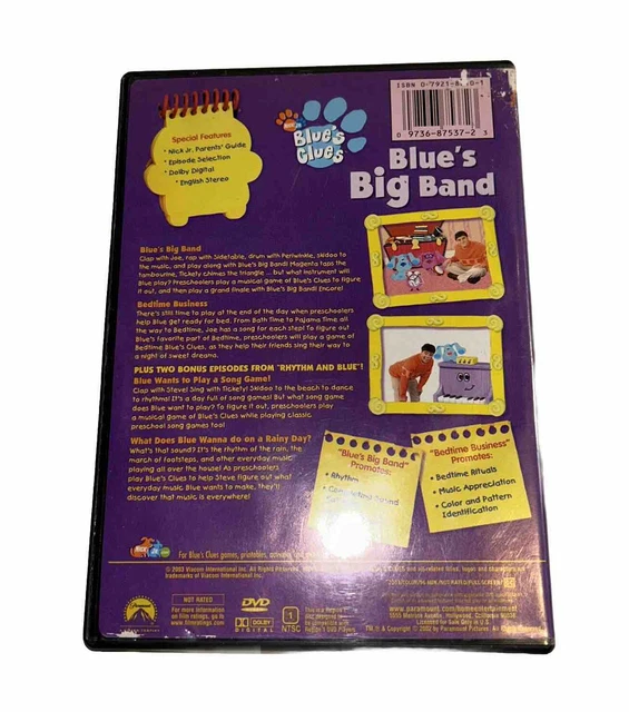 BLUE'S CLUES - Blue's Big Band (DVD, 2003) - 2 Bonus Episodes. Vintage ...