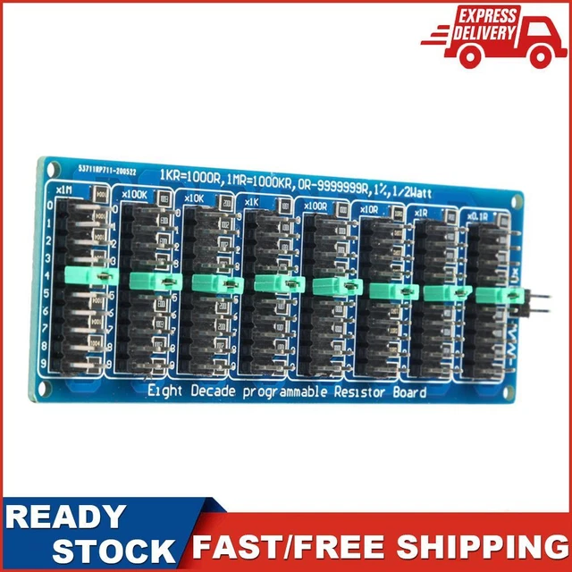 8 DECADE RESISTOR Board 1R-9999999R Programmable 0.1R SMD Resistance ...