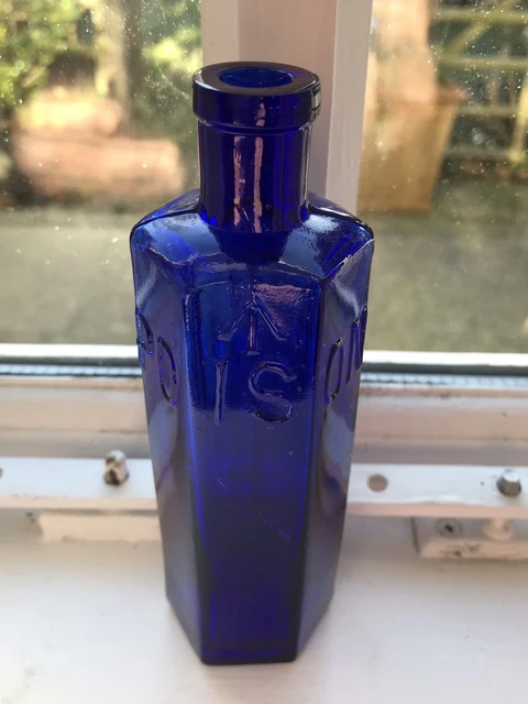 5.5 INCH MEDIUM size Admiralty cobalt blue glass poison bottle £37.10 ...