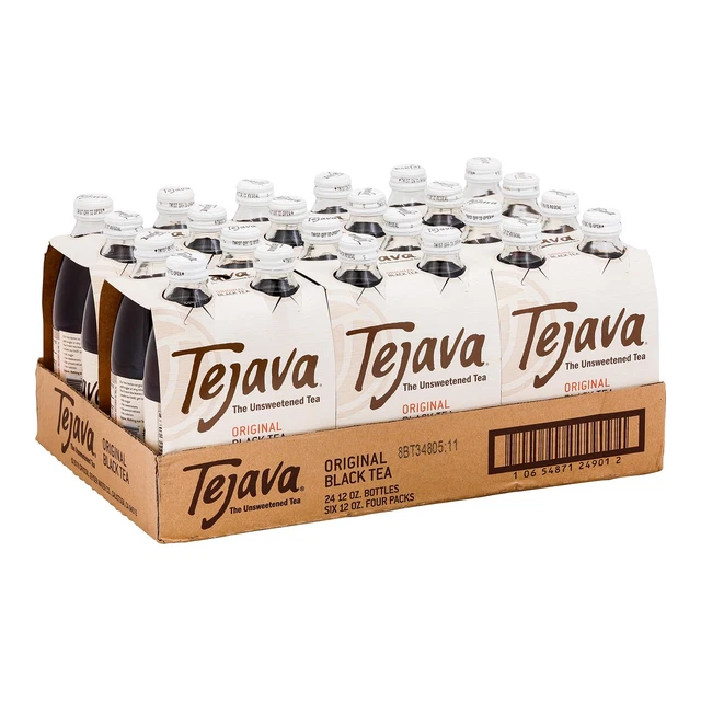 TEJAVA ORIGINAL UNSWEETENED Black Iced Tea, 24 Pack, 12Oz Glass Bottles ...