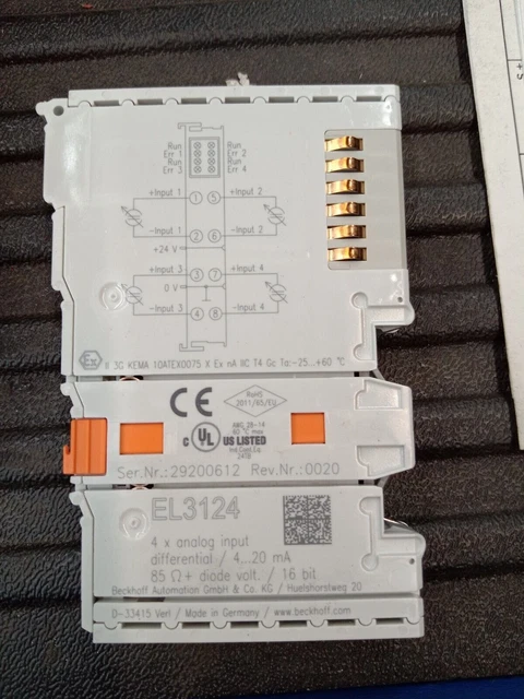 NEW BECKHOFF EL3124 EtherCAT Terminal, 4CH Analog Input, Current, 4...20mA £384.60 - PicClick UK