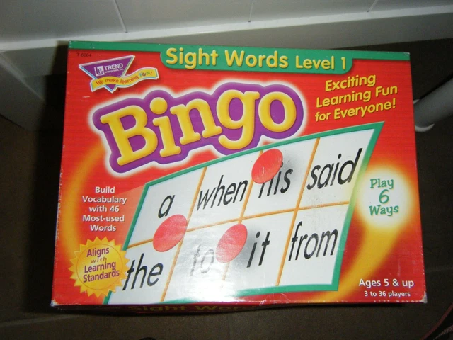 YOUNG LEARNER BINGO Game, Sight Words Level 1 $9.99 - PicClick