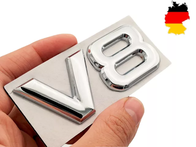 V8 EMBLEM ZEICHEN Chrom Schriftzug Auto Aufkleber Motorhaube Kotflügel ...