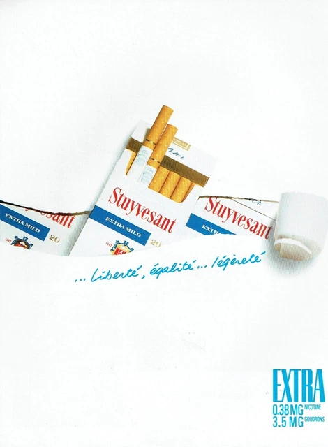 PUBLICITÉ ADVERTISING 0423 1990 cigarettes Peter Stuyvesant Extra Mild ...