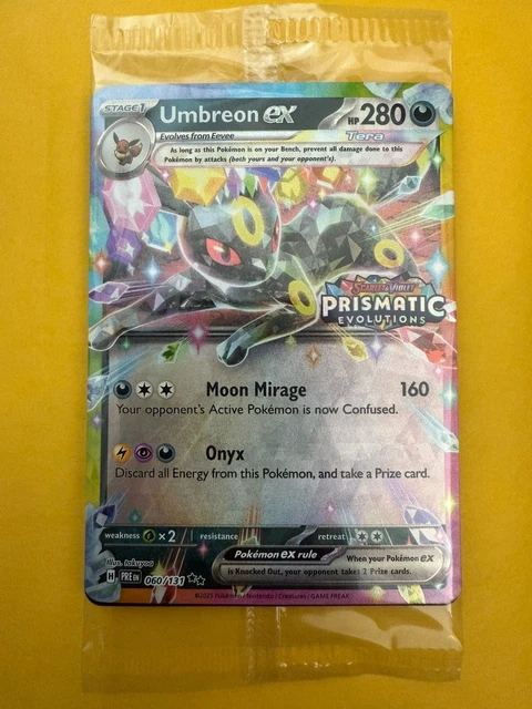 UMBREON EX PRISMATIC Evolutions SEALED/STAMPED Surprise Box Promo Card ...