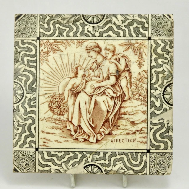 ANTIQUE VICTORIAN POTTERY TILE - AFFECTION. a/f £6.99 - PicClick UK