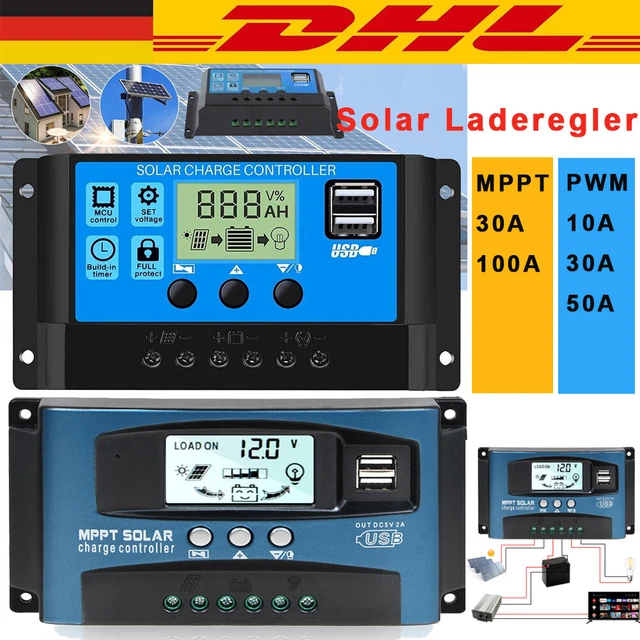 SOLAR LADEREGLER 10-100A MPPT PWM Solar Photovoltaik Laderegler Daul USB 12V 24V EUR 5,03 ...