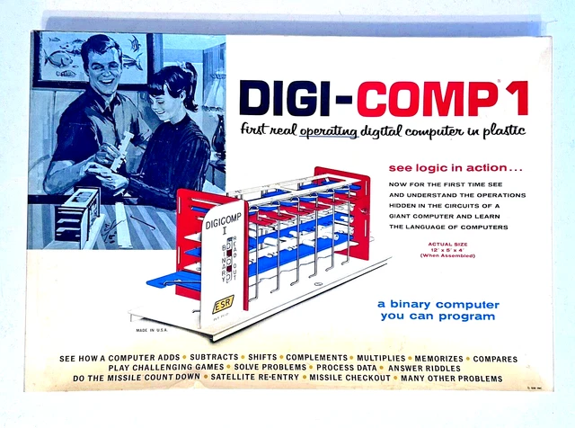 VINTAGE DIGI-COMP 1 PLASTIC DIGITAL COMPUTER KIT ESR INC. 1963 w/ BOX ...