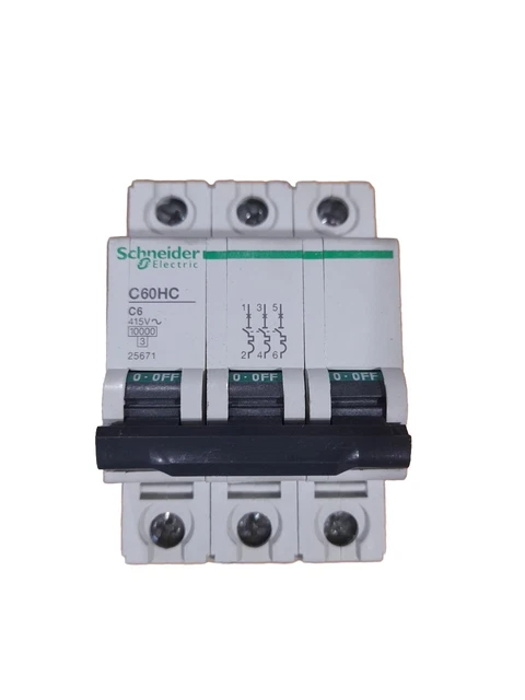 SCHNEIDER MCB 6 Amp Triple Pole 3 Phase Type C 6A C60HC £10.97 - PicClick UK