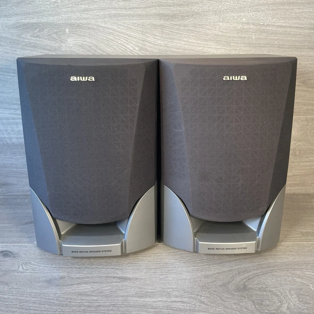AIWA SPEAKER SYSTEM Pair - Silver - SX-NS112 Wired Vintage Bookshelf £ ...