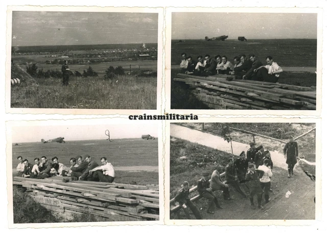 4X ORIG. FOTO KG1 Piloten Junkers Ju 52 Flugzeug Flugplatz BRJANSK ...