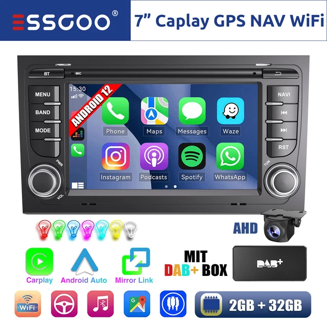 ANDROID 12 2+32G DAB+ Carplay Autoradio GPS NAV + fotocamera per Audi ...