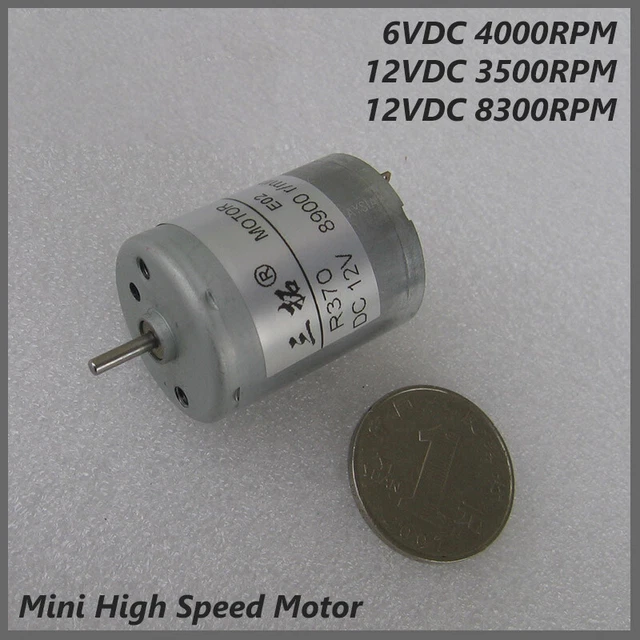 R370 MINI HIGH Speed Electric Brushed Motor DC 6V 12V Metal Motor for ...