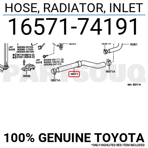 1657174191 GENUINE TOYOTA HOSE, RADIATOR, INLET 16571-74191 OEM EUR 17 ...