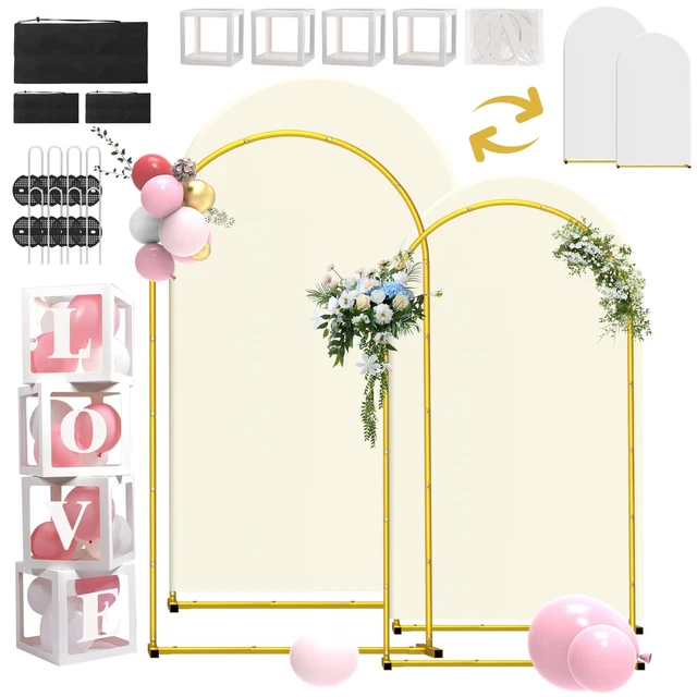 WEDDING ARCH BACKDROP Stand and Covers Set of 2 (7.2FT & 6FT),Double ...