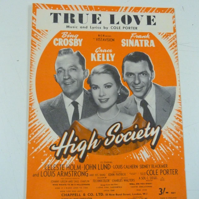 SONG SHEET TRUE LOVE "high society" Grace Kelly Bing Crosby Frank ...