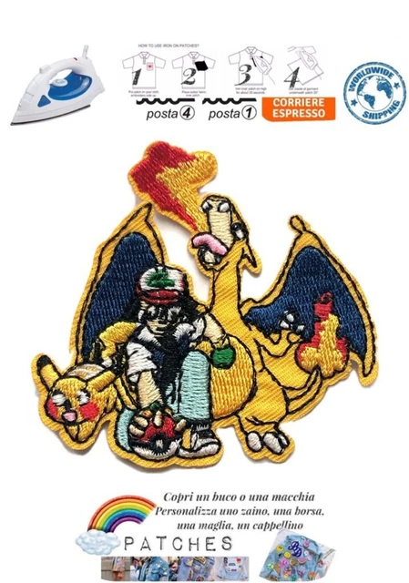 PATCH PIKACHU ASH Charizard Pokémon toppa termoadesiva iron on ...