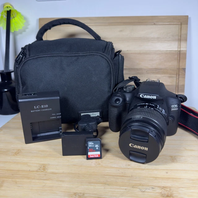 CANON EOS 2000D Digital SLR Camera & 18-55mm IS II Lens + 32GB SD Card ...