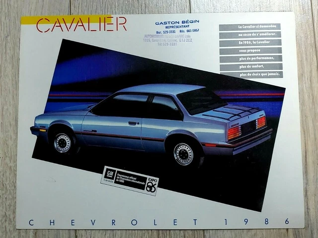CHEVROLET CAVALIER 1986 dealer brochure catalog - French * ORIGINAL NOT ...