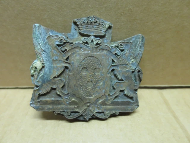 ARMOIRIES HERALDIQUE ANCIENNE matrice d'impression bronze blason EUR 26 ...