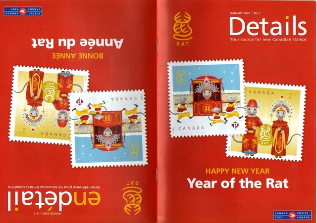 CANADA POST DETAILS Booklet: 2020 Year Of The Rat Stamps/Sheets, Coins ...