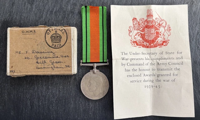 WORLD WAR 2 Defence Medal - Frederick Downing - Home Guard £6.00 ...