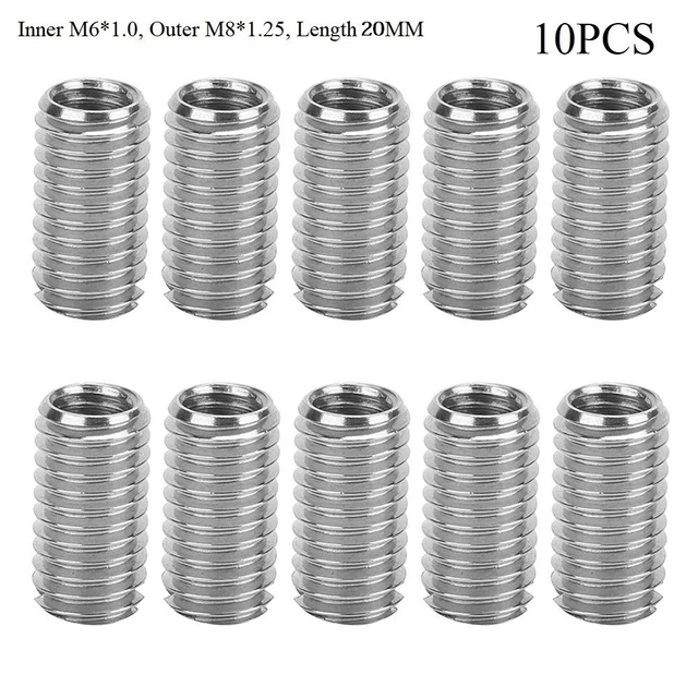 GEWINDE REDUZIERSTÜCK M8 Innen M6X1,0 Länge 20MM Außen Innen Mutter ...
