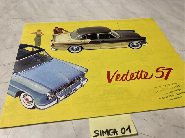 SIMCA VEDETTE 1957 Catalogue Prospectus Brochure Of Sale Fold ...
