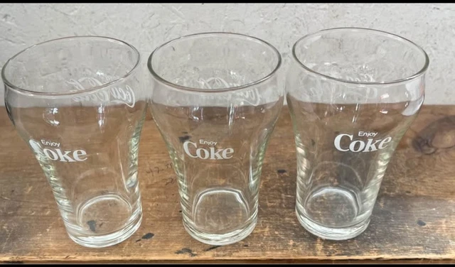 VINTAGE COKE GLASSES Coca-Cola Enjoy Coke Set Of 3 Pub Glasses $4.99 ...