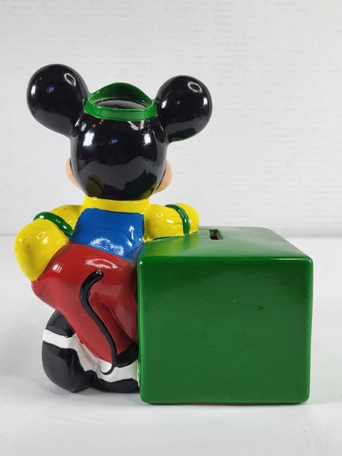 VINTAGE MICKEY MOUSE w/ Safe Hard Plastic PVC Coin Piggy Bank Disney 8 ...