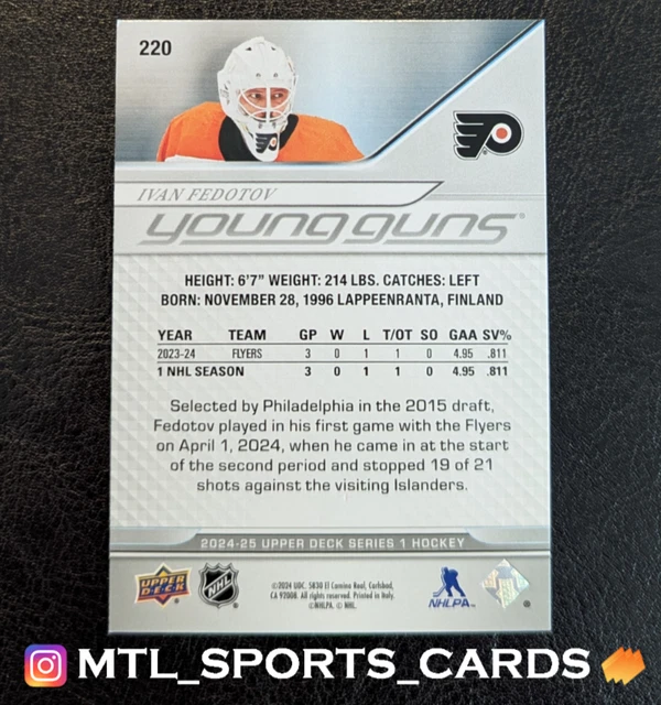2024-25 UPPER DECK #220 Ivan Fedotov Young Guns Silver Foil Rookie (QTY ...