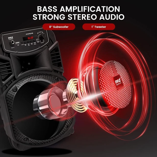 PYLE WIRELESS BLUETOOTH Party Speaker 300W Rechargeable Outdoor ...