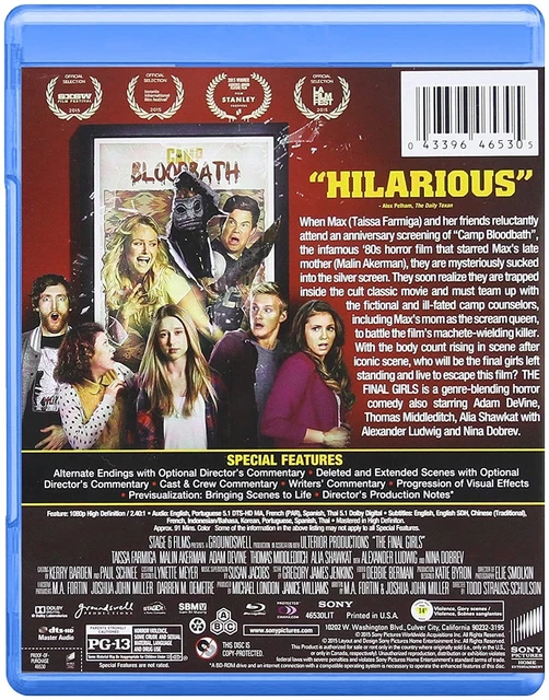 THE FINAL GIRLS (Blu-ray) Taissa Farmiga Malin Akerman Adam DeVine Alia ...