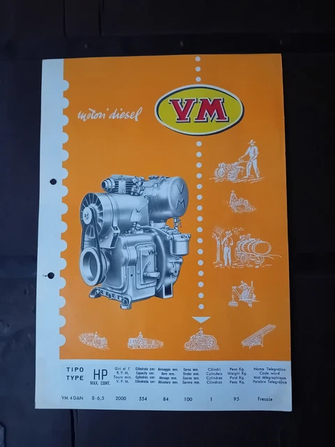 BROCHURE TECNICA ORIGINALE VM MOTORI DIESEL FRECCIA Monocilindrico ...