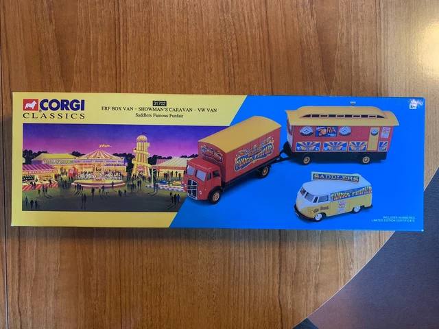 CORGI CLASSICS 1:50 ERF Box Van Showman’s Caravan VW Box Saddlers ...